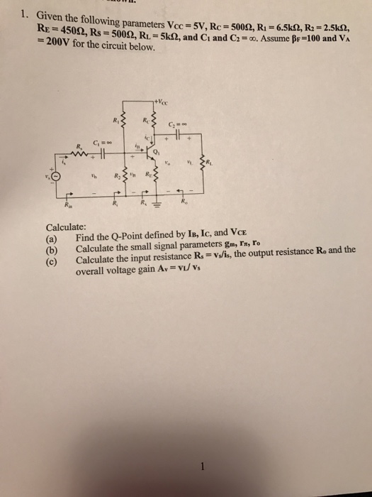 Solved Given the following parameters V_cc = 5V, R_c = 500 | Chegg.com