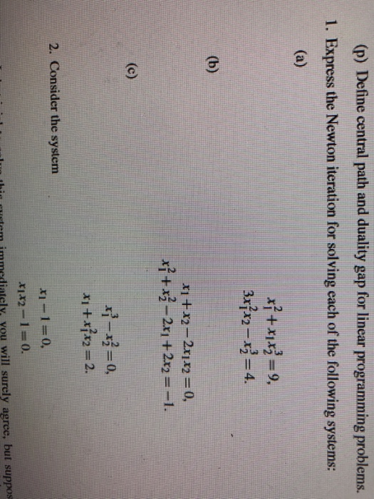 Solved (p) Define central path and duality gap for linear | Chegg.com