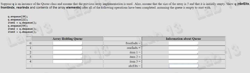 Solved Suppose Q Is An Instance Of The Queue Class And 