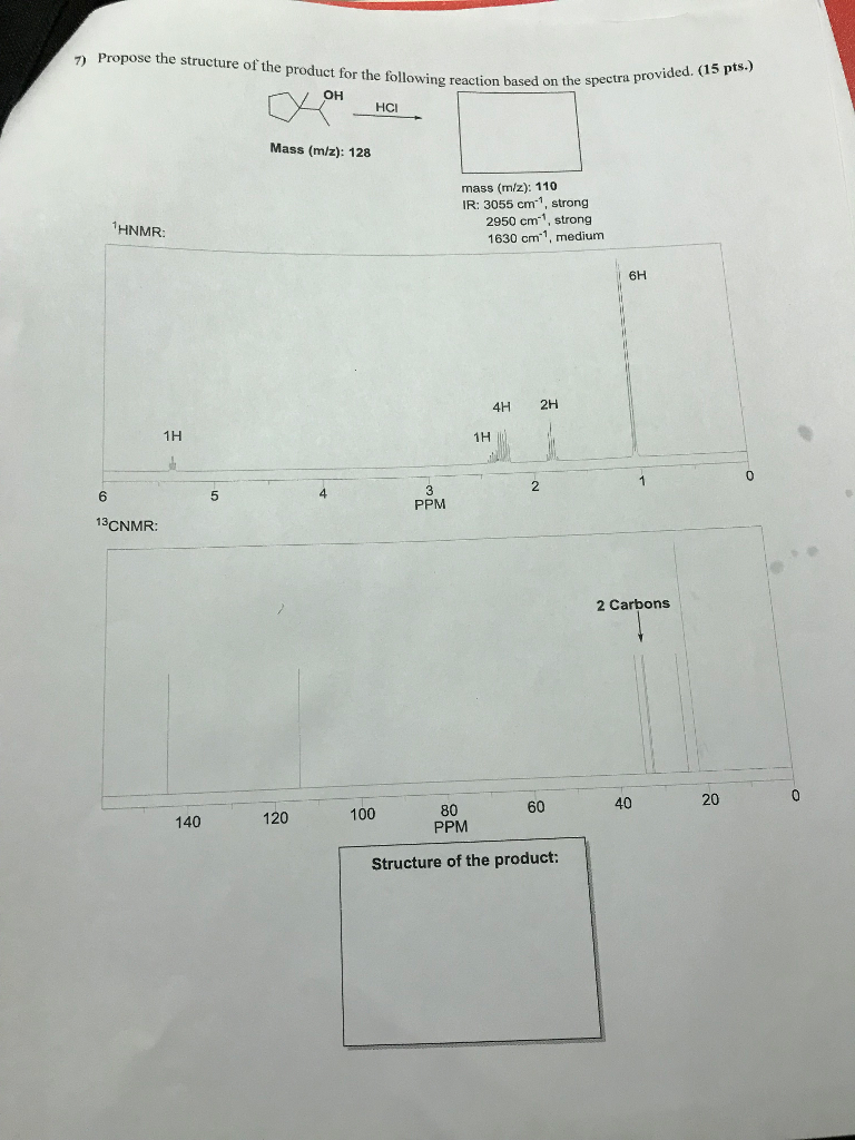 Solved ) Propose the structure of the product f or the | Chegg.com