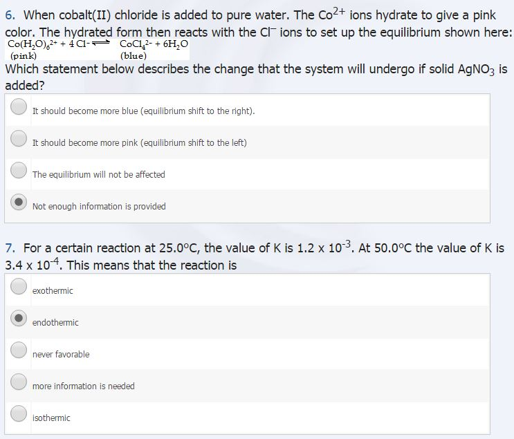 Solved 6. When cobalt(II) chloride is added to pure water. | Chegg.com