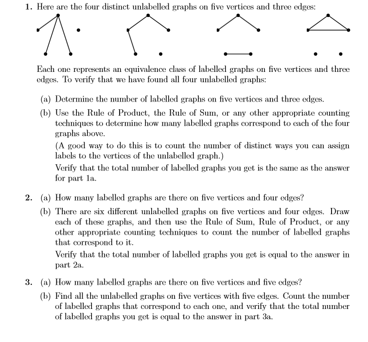 Solved Here are the four distinct unlabelled graphs on five | Chegg.com