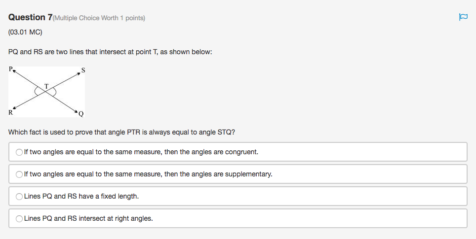 Solved (03.01 MC) PQ and RS are two lines that intersect at | Chegg.com