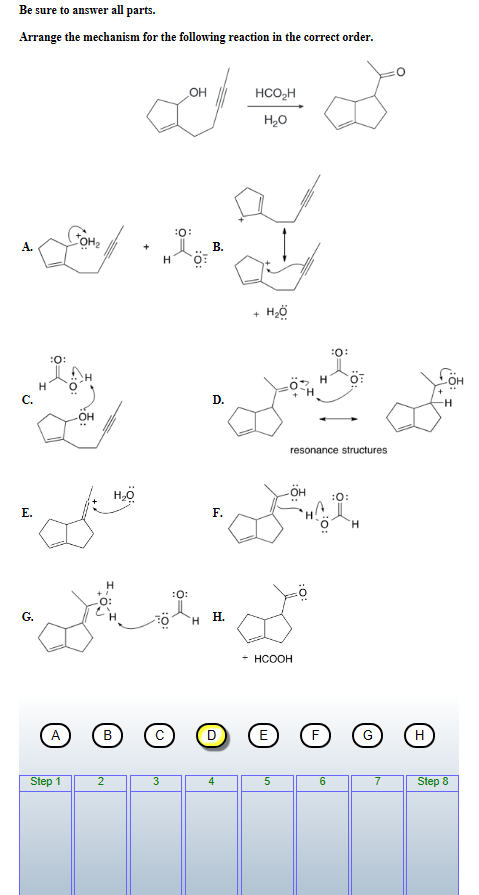 Solved Arrange the mechanism for the following reaction in | Chegg.com