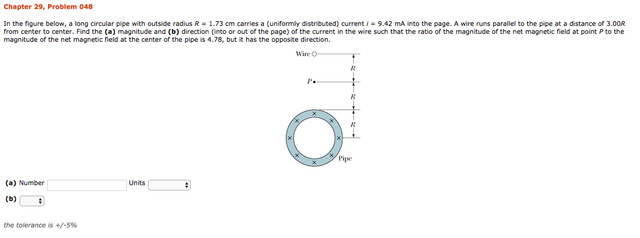 Solved In the figure below, a long circular pipe with | Chegg.com