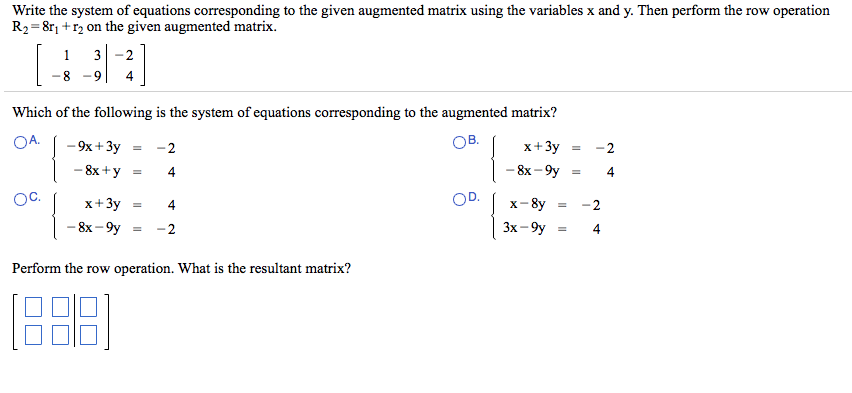 Solved Write the system of equations corresponding to the | Chegg.com