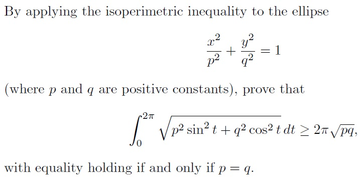 Solved By applying the isoperimetric inequality to the | Chegg.com