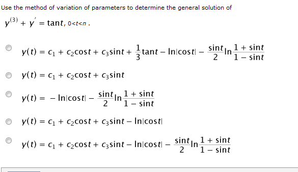 Solved Use The Method Of Variation Of Parameters To