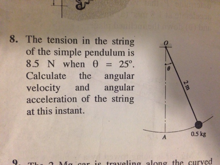 Solved The tension in the string of the simple pendulum is | Chegg.com