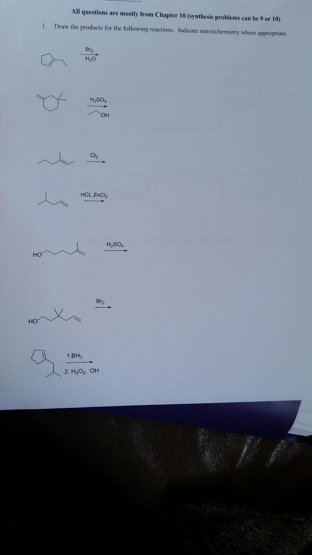 Solved Draw the products for the following reactions. | Chegg.com