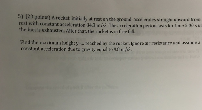 Solved A rocket, initially at rest on the ground, | Chegg.com