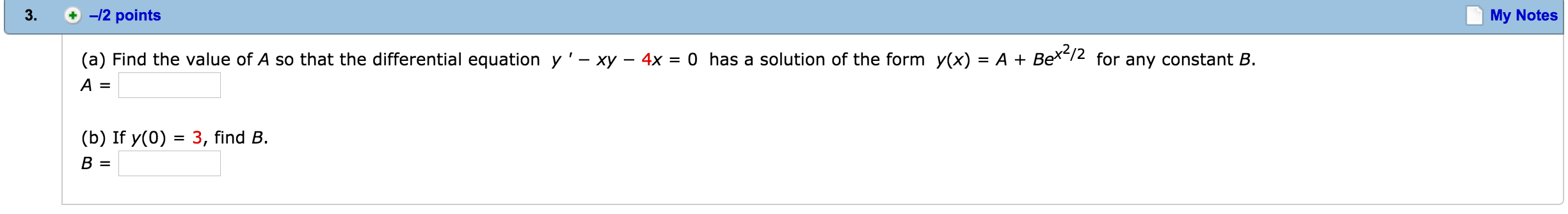 Solved Find the value of A so that the differential equation | Chegg.com
