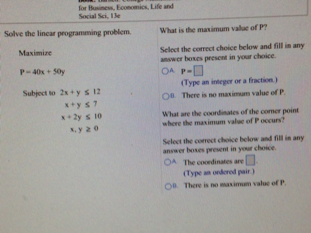 Solved Solve The Linear Programming Problem Maximize P