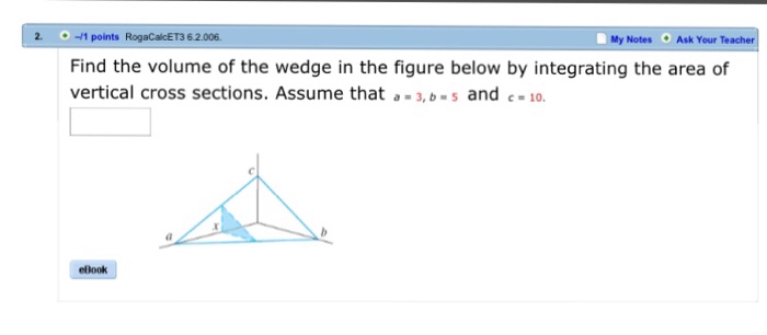 Solved Find the volume of the wedge in the figure below by | Chegg.com