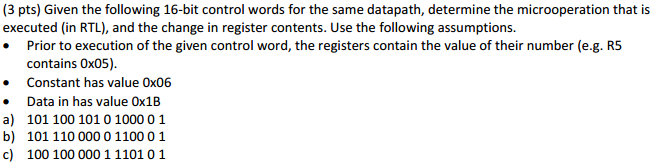 Given the following 16-bit control words for the same | Chegg.com