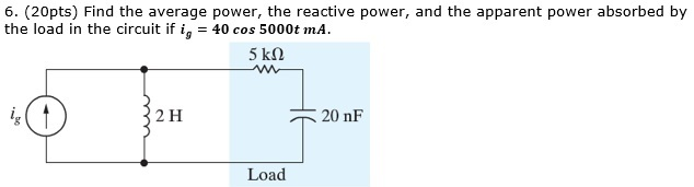 Solved Find the average power, the reactive power, and the | Chegg.com