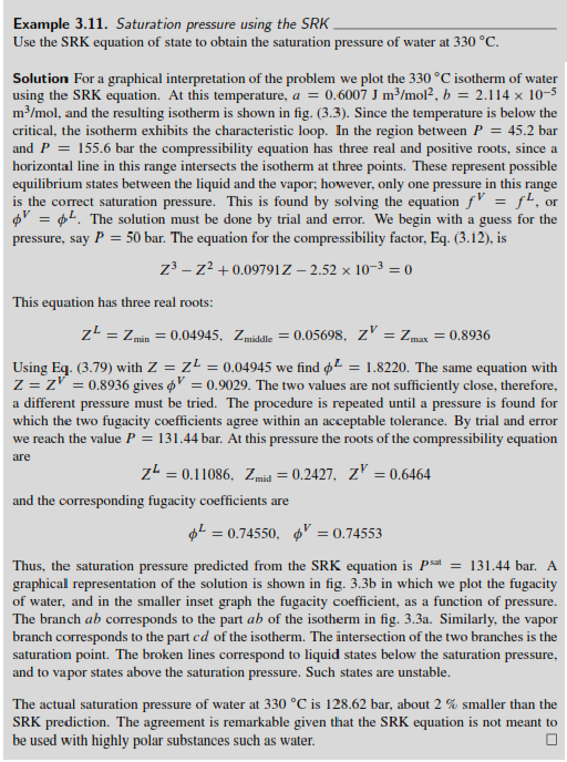 Solved Using the SRK equation, calculate the saturation | Chegg.com