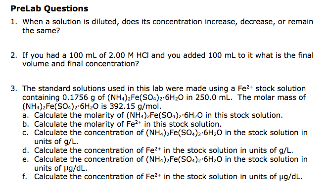 Solved When a solution is diluted, does its concentration | Chegg.com
