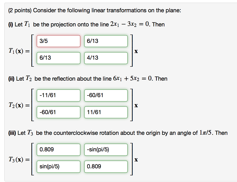 Solved Consider the following linear transformations on the | Chegg.com