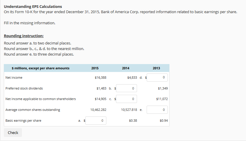Solved Understanding EPS Calculations On its Form 10-K for | Chegg.com