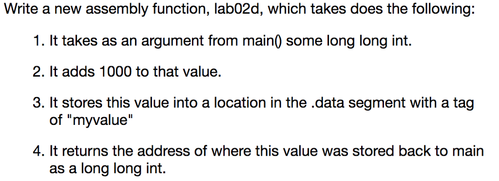 Solved Write A New Assembly Function Lab02d Which Takes 4074