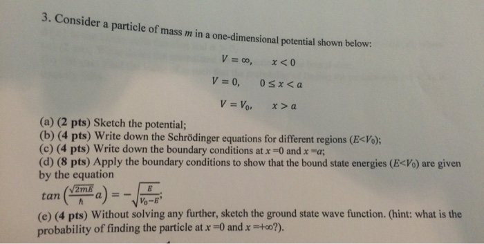 Solved Consider a particle of mass m in a one-dimensional | Chegg.com