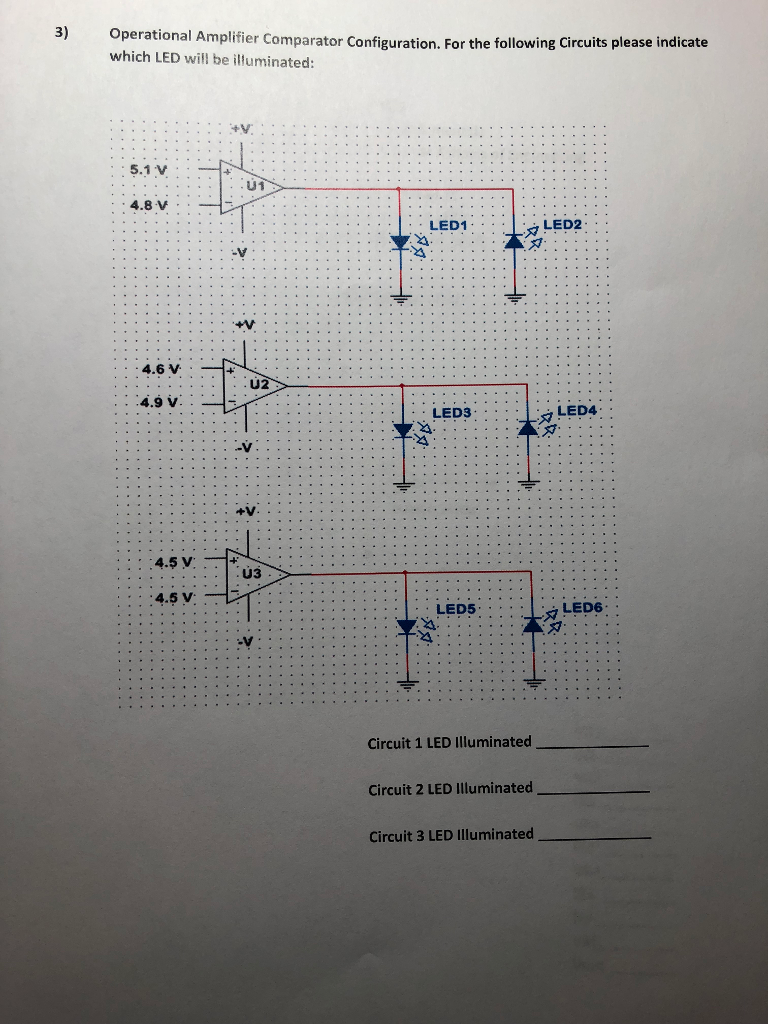 Solved Operational Amplifier Comparator Configuration. For | Chegg.com