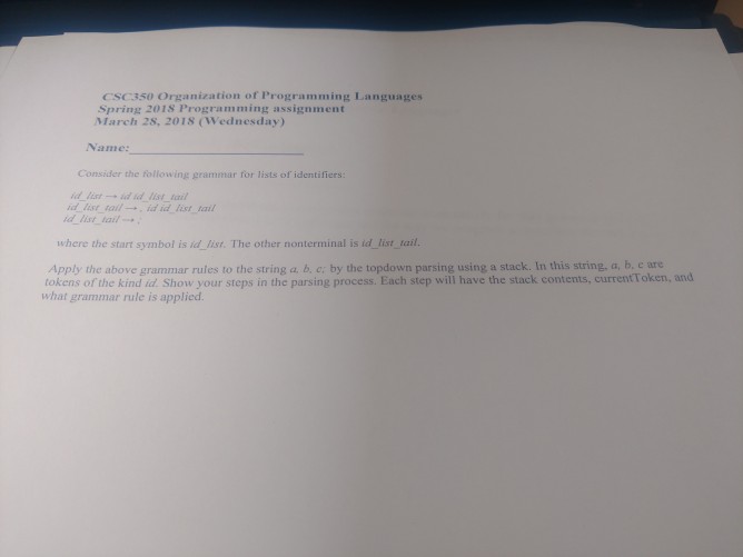 Solved CSC350 Organization of Programming Languages Spring | Chegg.com