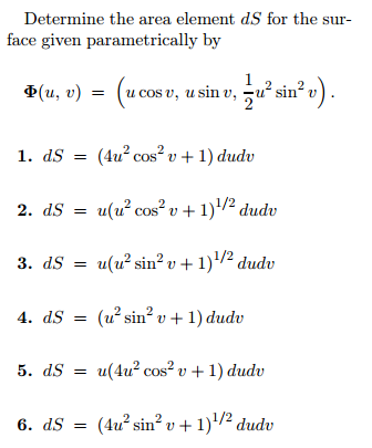 Determine the surface area element, dS, forthe graph | Chegg.com