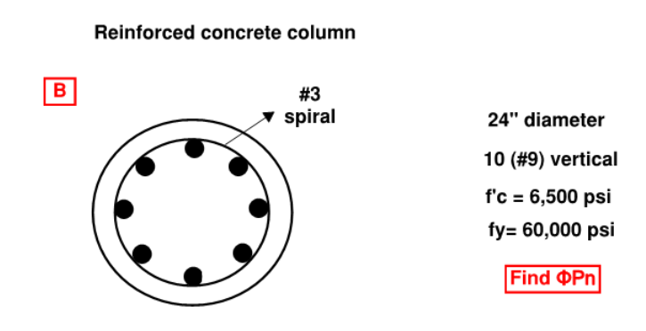 Solved Reinforced concrete column #3 spiral 24" diameter | Chegg.com