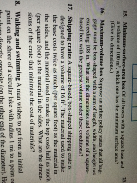 Solved Minimum-surface-area box Of all boxes with a square | Chegg.com