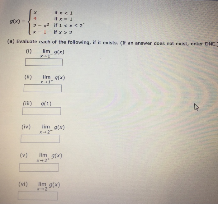 Solved Evaluate each of the following, if it exists. (If an | Chegg.com