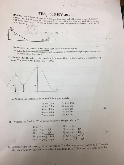 Solved A block of mass m is released from rest and slides | Chegg.com