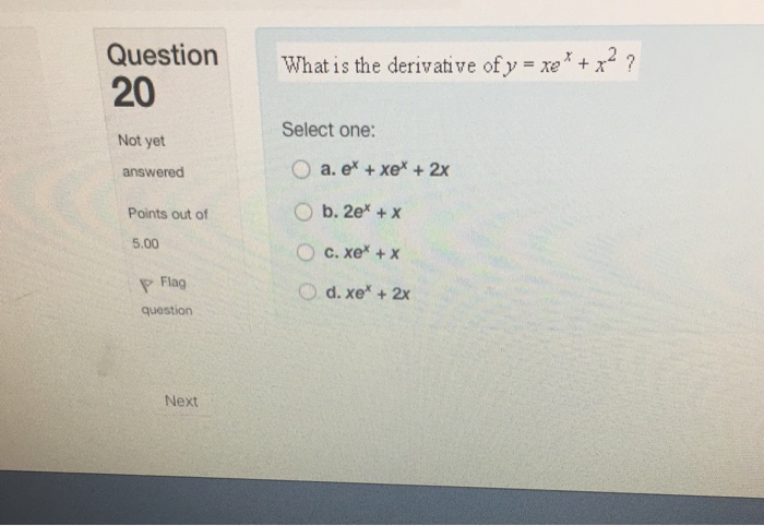 Solved Question 16 What is the derivative of y = x ln x-x? | Chegg.com