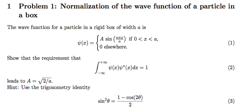 Solved The Wave Function For A Particle In A Rigid Box Of 