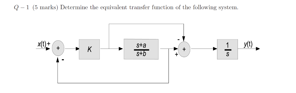 Solved Q- 1 (5 marks) Determine the equivalent transfer | Chegg.com