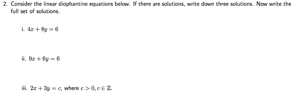 Solved Consider the linear diophantine equations below. If | Chegg.com
