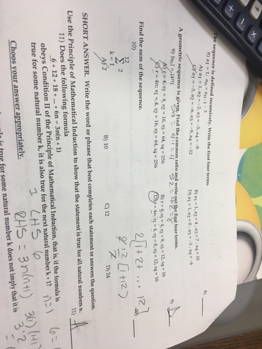 Solved The sequence is defined recursively. Write the first | Chegg.com