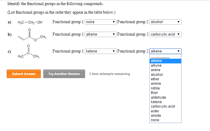 Solved Identify the functional groups in the following | Chegg.com