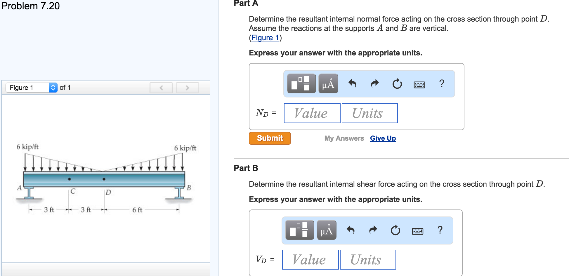 Solved Part A Problem 7 20 Determine The Resultant Internal
