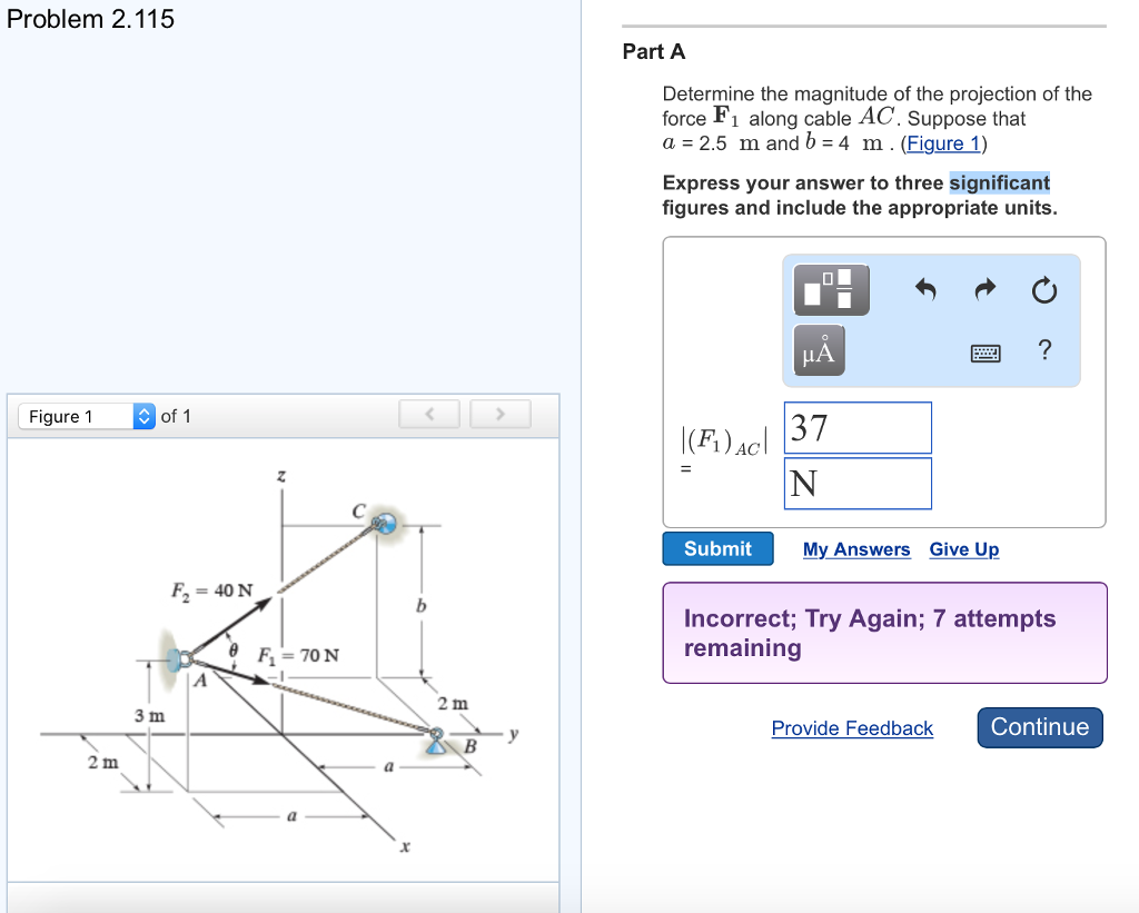 Solved Determine The Magnitude Of The Projection Of The