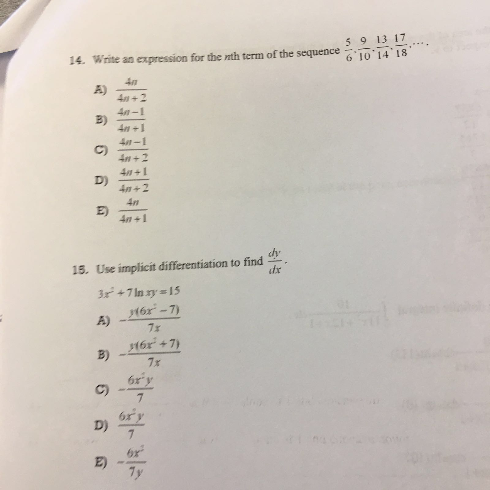 Solved Write at expression for the nth term of the sequence | Chegg.com