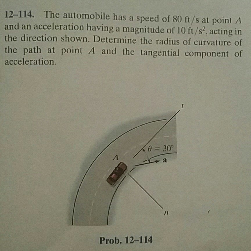 Solved 12-114. The automobile has a speed of 80 ft/s at | Chegg.com