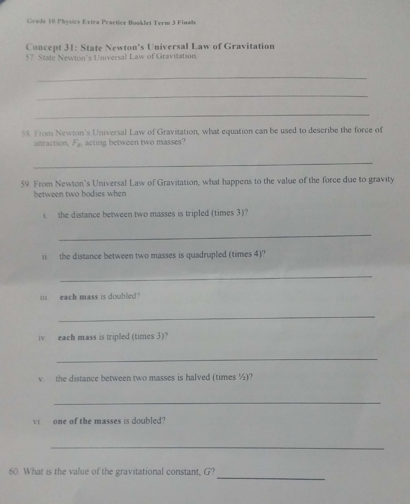 Solved Grade 10 Physics Extra Practice Booklet Term 3 Finals | Chegg.com