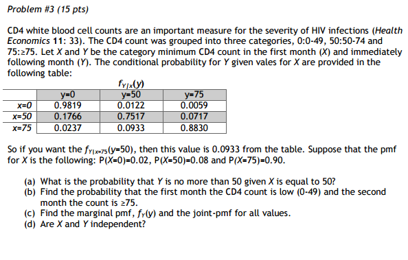 Solved CD4 white blood cell counts are an important measure | Chegg.com