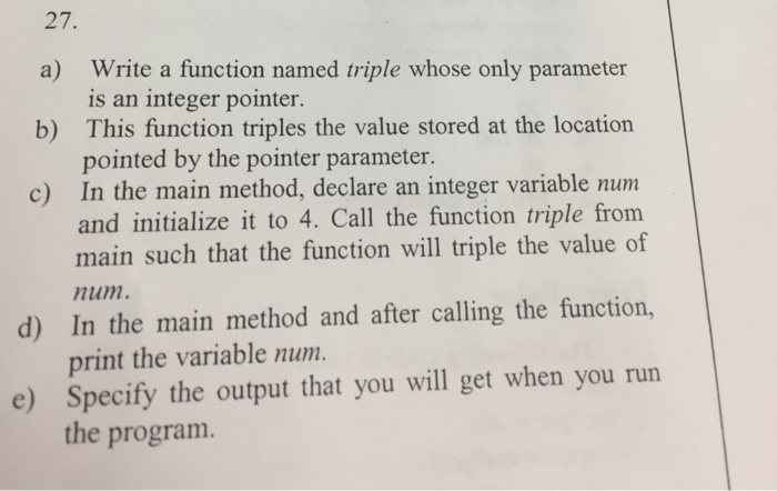 Solved Write a function named triple whose only parameter is | Chegg.com