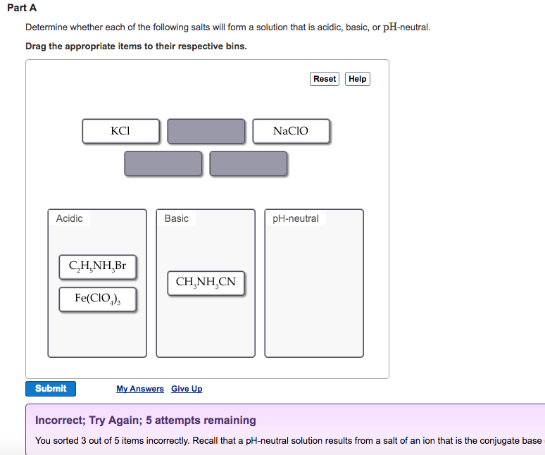 Solved Determine whether each of the following salts will | Chegg.com