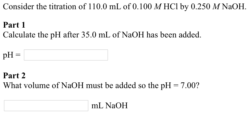 Solved Consider the titration of 110.0 mL of 0.100 M HCI by | Chegg.com