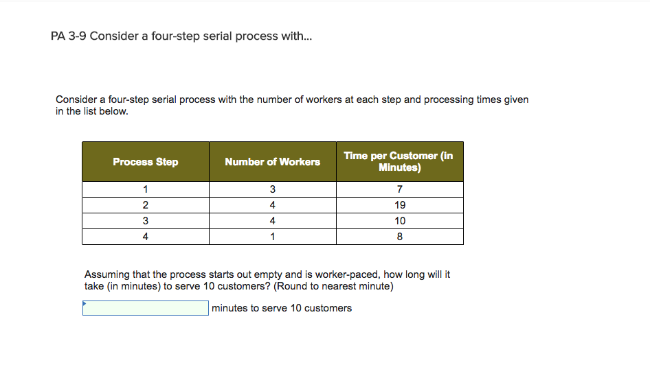 Solved Consider a four-step serial process with... Consider | Chegg.com