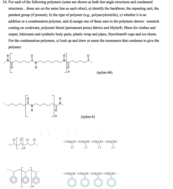 Solved r each of the following polymers (som | Chegg.com